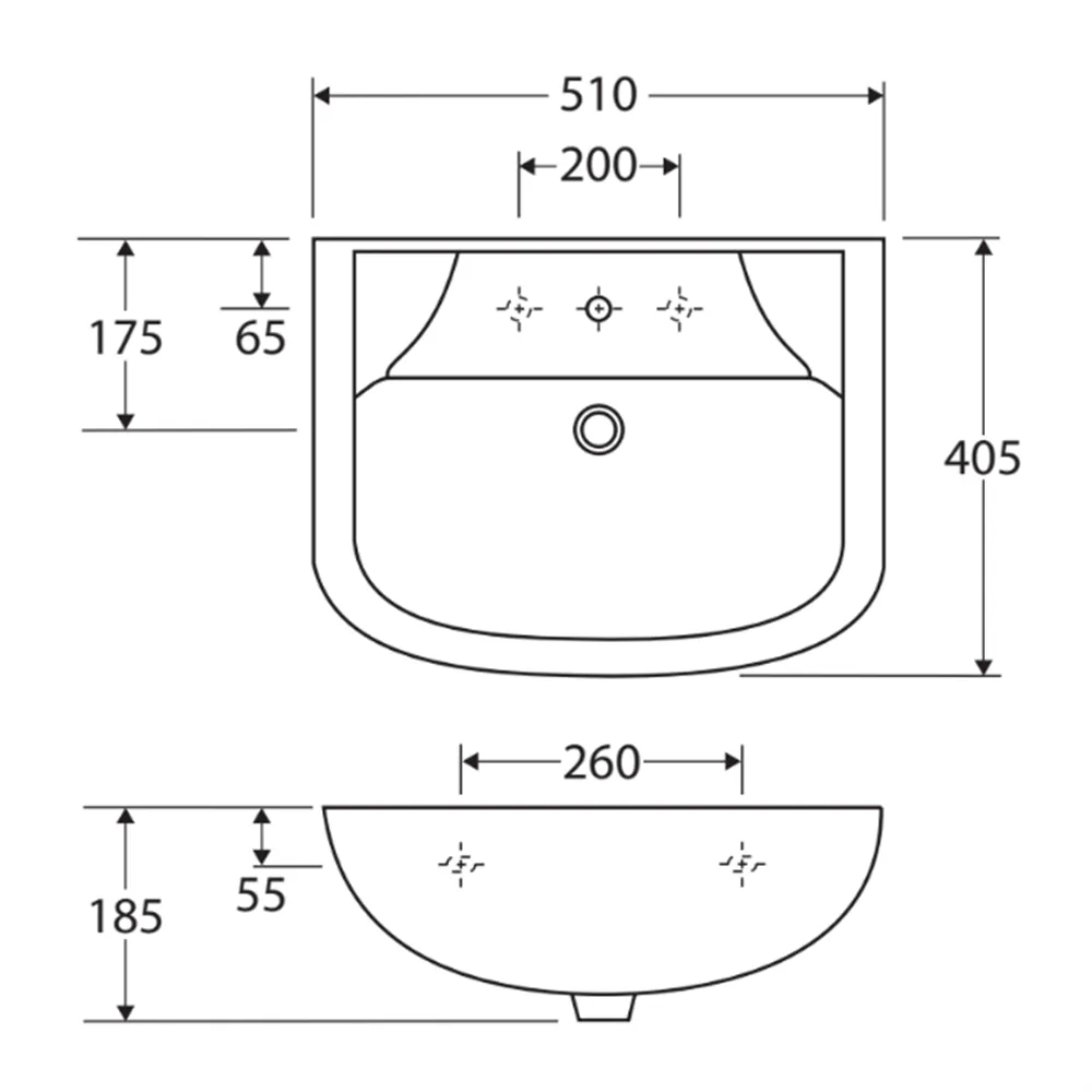 Fienza Rak Lara Gloss White Wall Basin