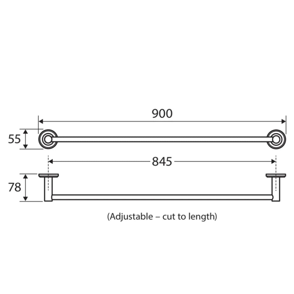 Fienza Kaya 900mm Gun Metal Single Towel Rail