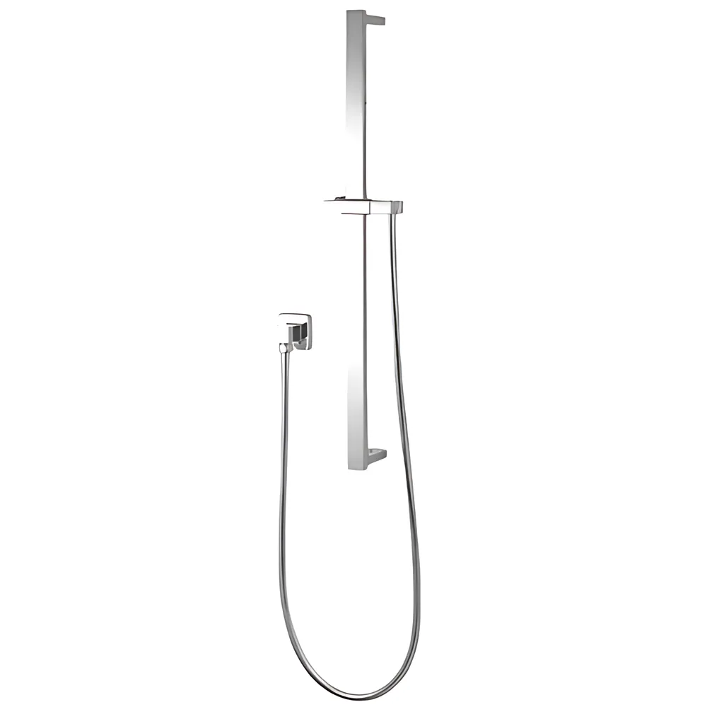 Square Hand Held Shower Set With Rail Brushed Nickel
