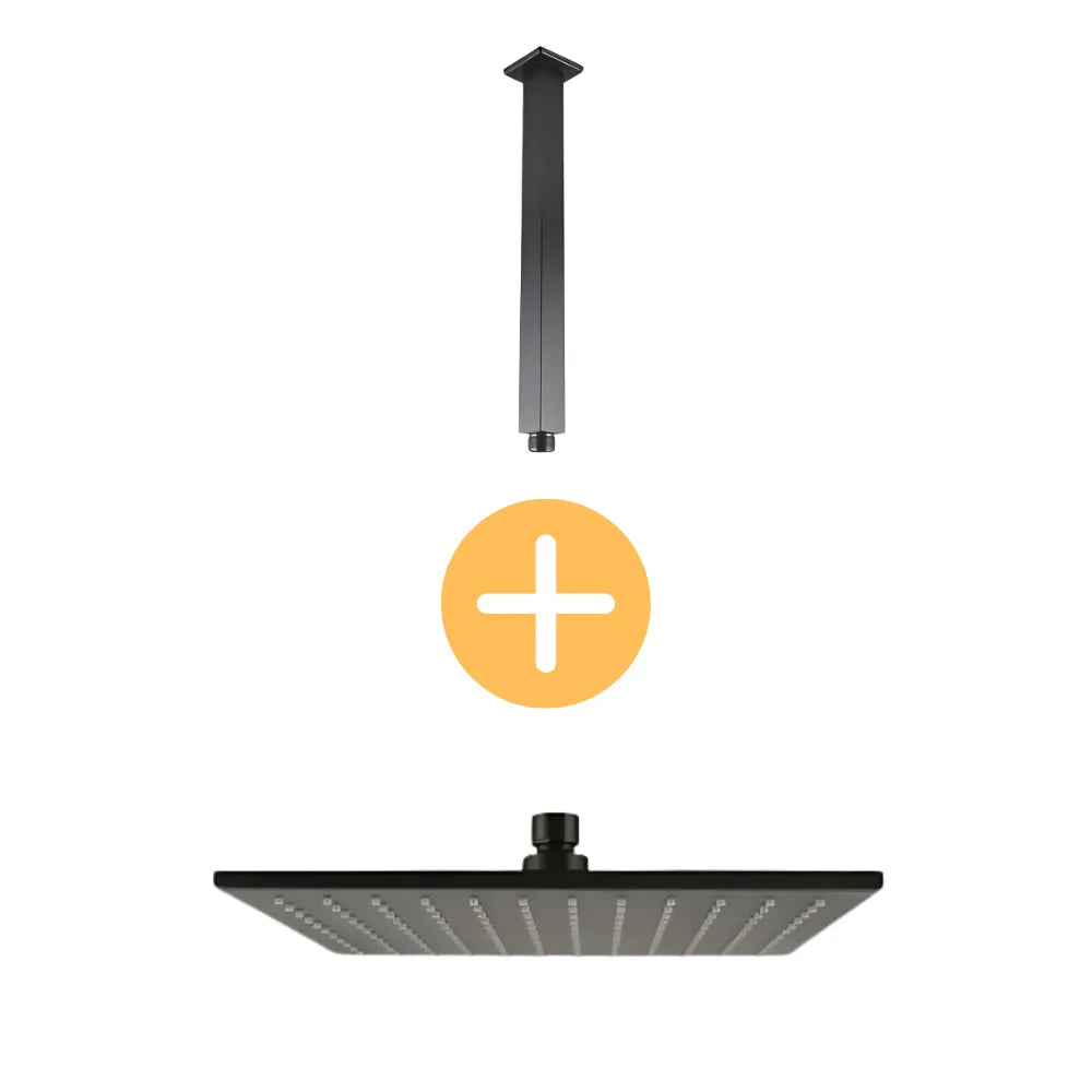 Square Ceiling Arm Shower Gun Metal Grey