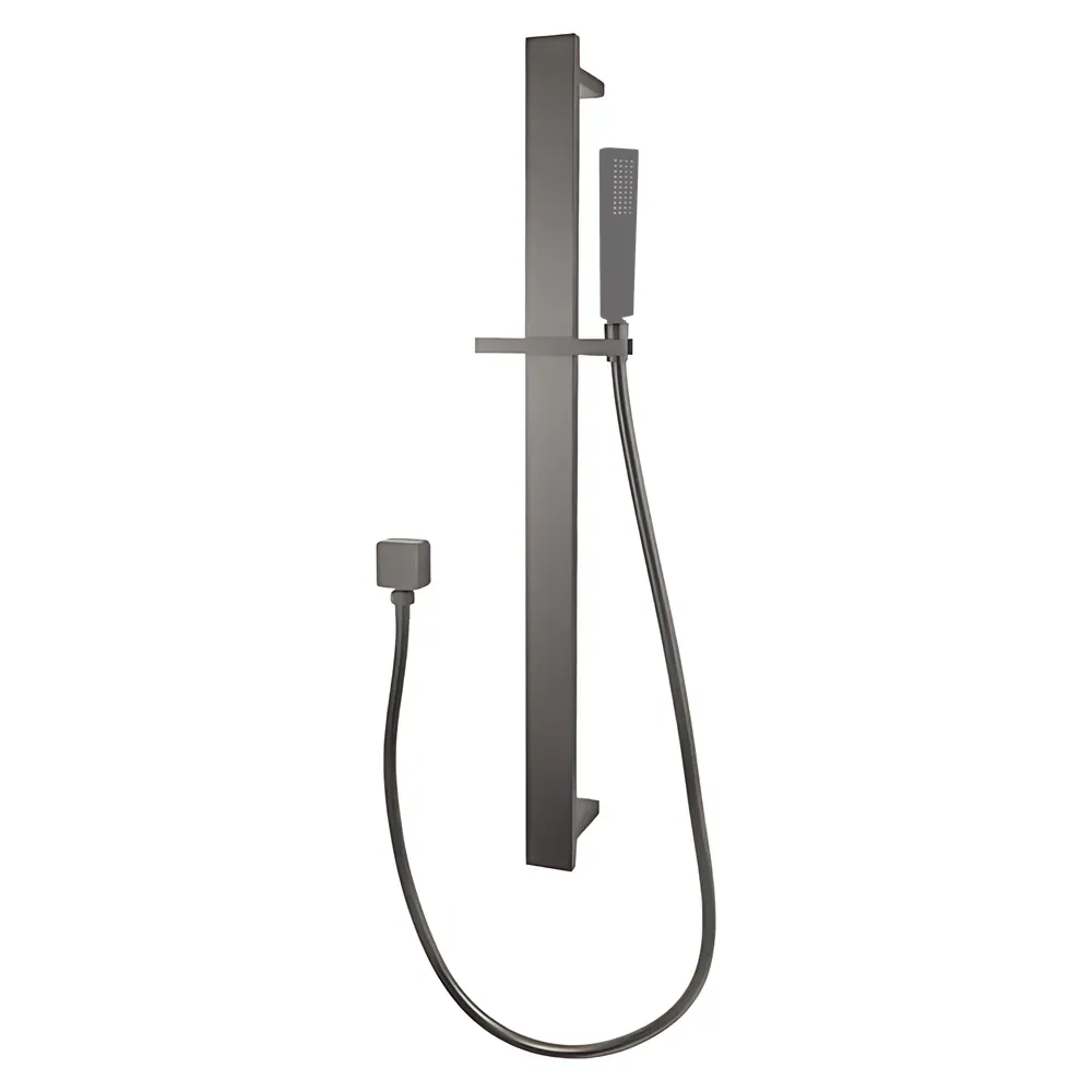 Square Hand Held Shower Set With Rail Gun Metal Grey