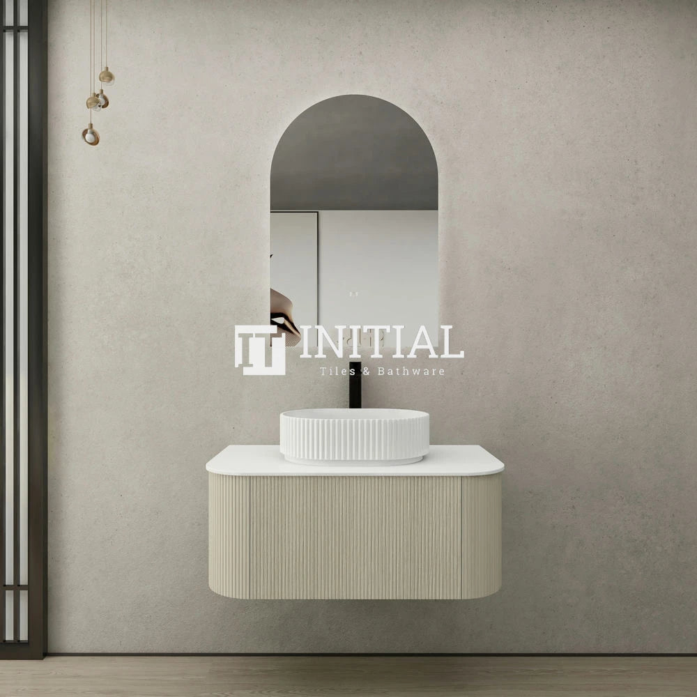 Bronte 900 Coastal Oak Woodgrain Curved Wall Hung Vanity