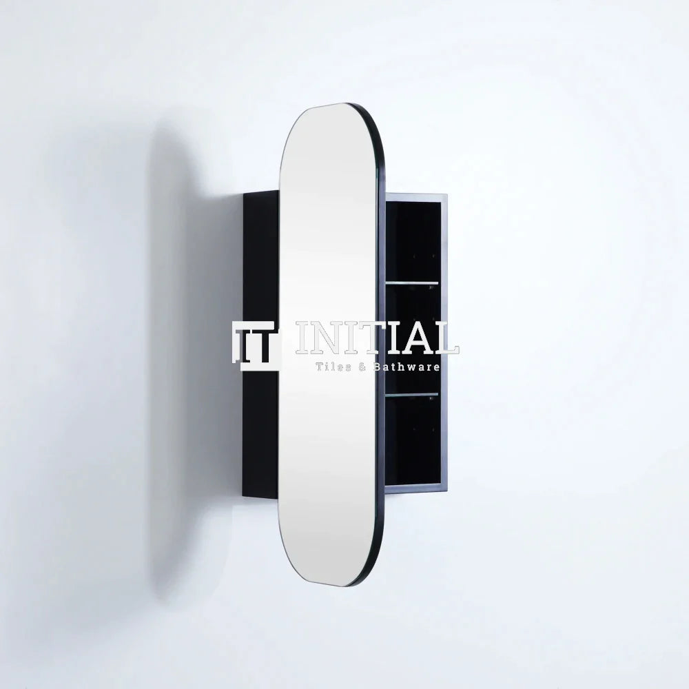 Olivia 400 PVC Shaving Cabinet, Matte Black, Rectangular Mirror