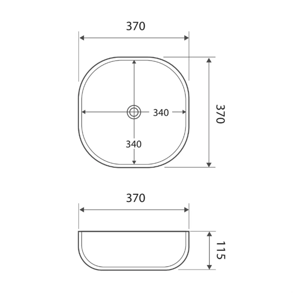 Fienza Koko Gloss White Above Counter Basin, 370mm, Soft Square