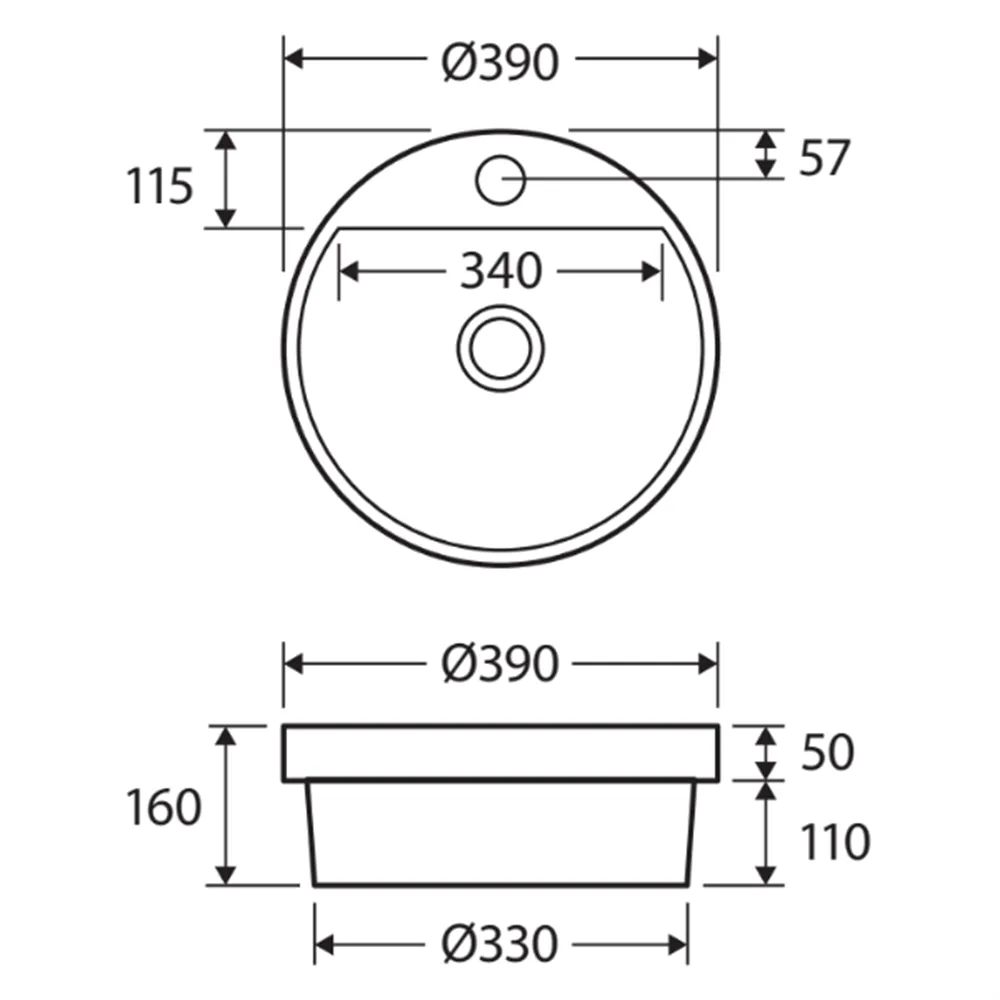Fienza Reba Gloss White Semi Inset Basin, 1 Tap Hole