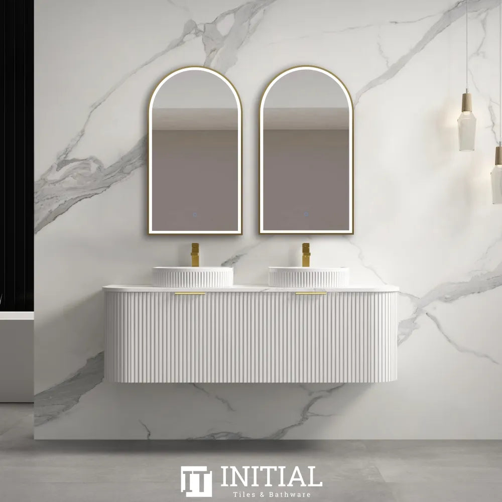 Orio White 1500 Wall Hung Vanity Double Drawers 1490X455X450