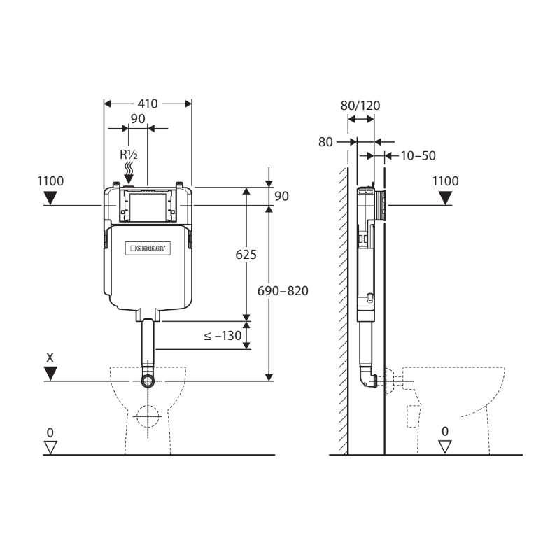 Fienza Geberit Sigma 8 In Wall Cistern for Floor Mounted / Wall Faced
