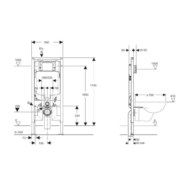 Fienza Geberit Sigma Duofix 8 In Wall Cistern for Wall Hung Pan