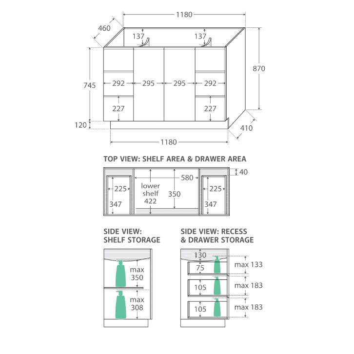 Fingerpull Gloss White 1200 Cabinet on Kickboard