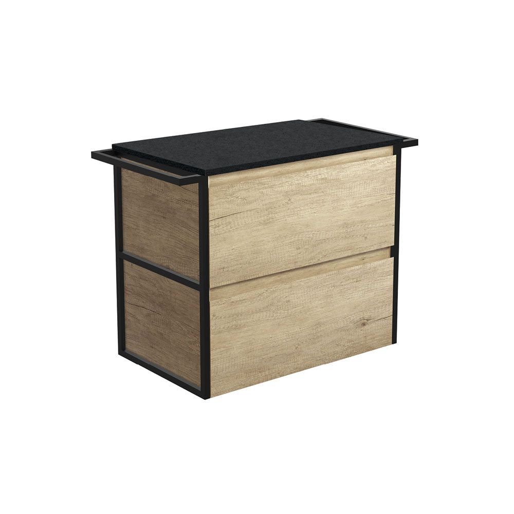 Fienza Amato Scandi Oak 750 Wall Hung Cabinet, Solid Panels, Bevelled