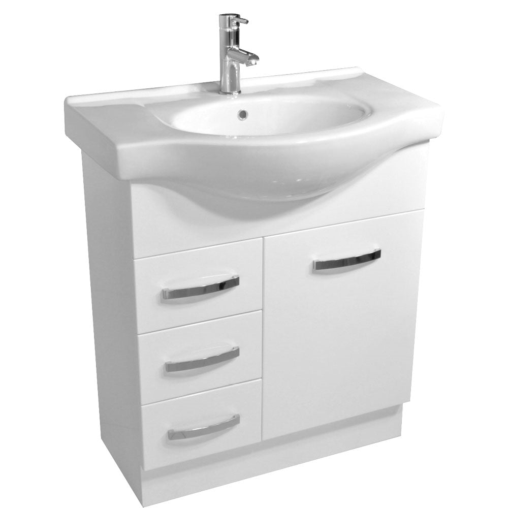 Antonio Gloss White 750 Vanity on Kickboard