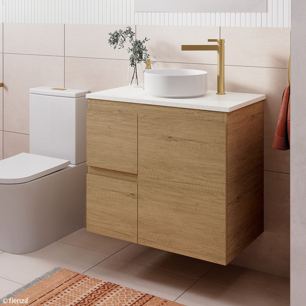 Fienza Edge Scandi Oak 750 Wall Hung Cabinet, Solid Door