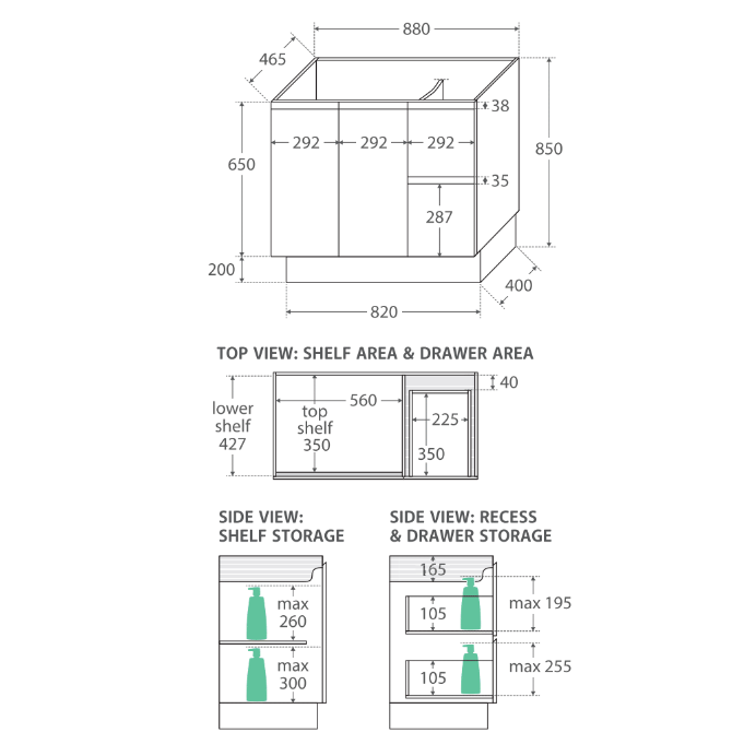 Fienza Fingerpull Satin White 900 Cabinet on Kickboard, Solid Doors
