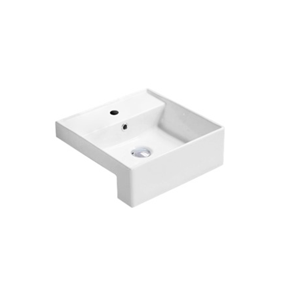 Gloss Square Semi Recessed Basin White | Initial Tiles & Bathware