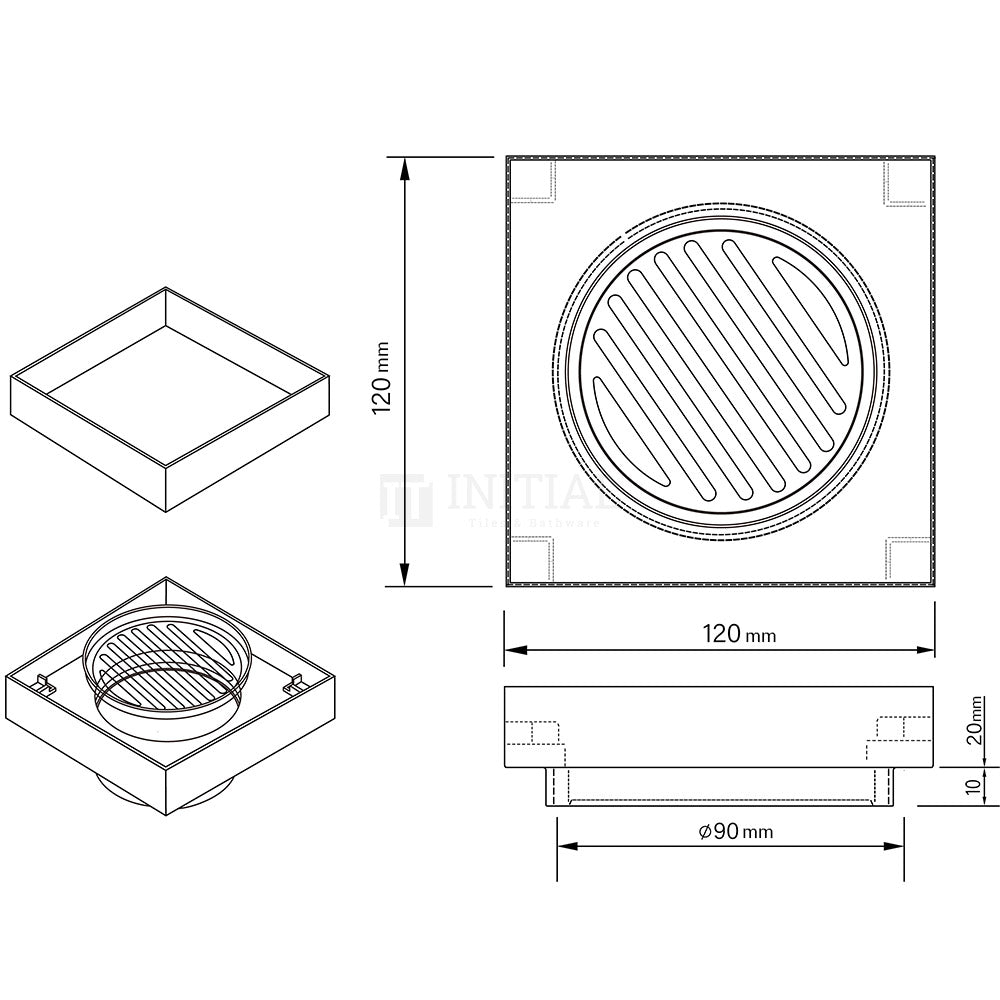 Bathroom S/S Smart Square Tile Insert Floor Waste