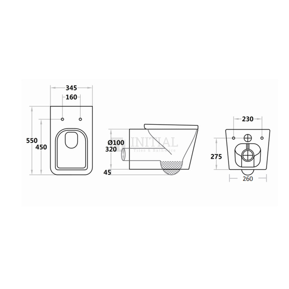 Kubic Box Rim Wall Hung Pan Toilet Ceramic Black 550X345X320