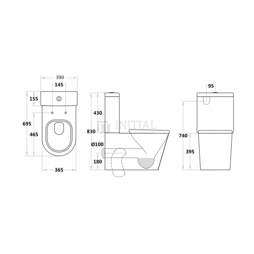 Metro Box Rim Flush Pan Back to Wall Toilet Suite Ceramic White 695X39