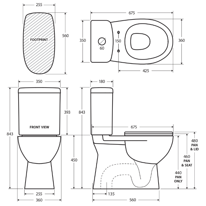 Fienza Stella Close Coupled Toilet Suite, Gloss White, S-Trap