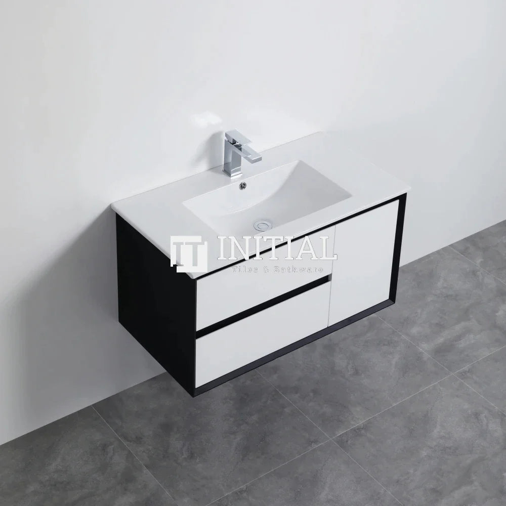 Petra 900 PVC Wall Hung Vanity, 1 Solid Door, 2 Drawers