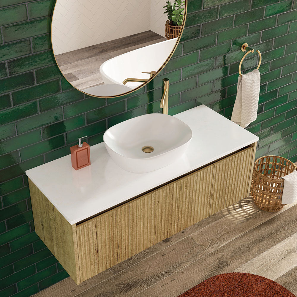 Fienza Koko Matte White Above Counter Basin, 465mm, Soft Rectangular
