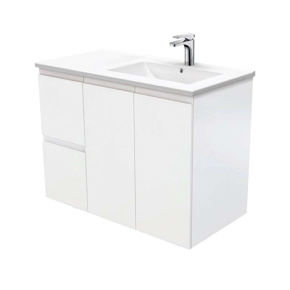 Fienza Dolce 900 Offset Wall Hung Vanity, 5 Colours, Solid Doors